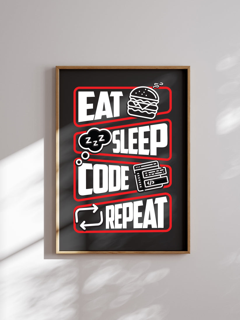 Eat Sleep Code Repeat Poster – Digit Shop