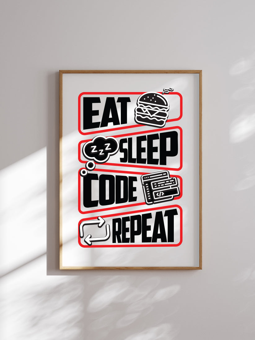Eat Sleep Code Repeat Poster – Digit Shop